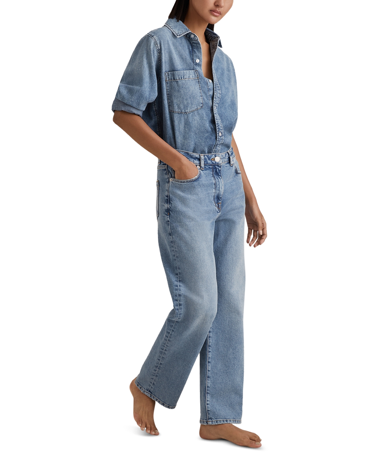 REISS Selin Mid-Rise Straight Leg Jeans